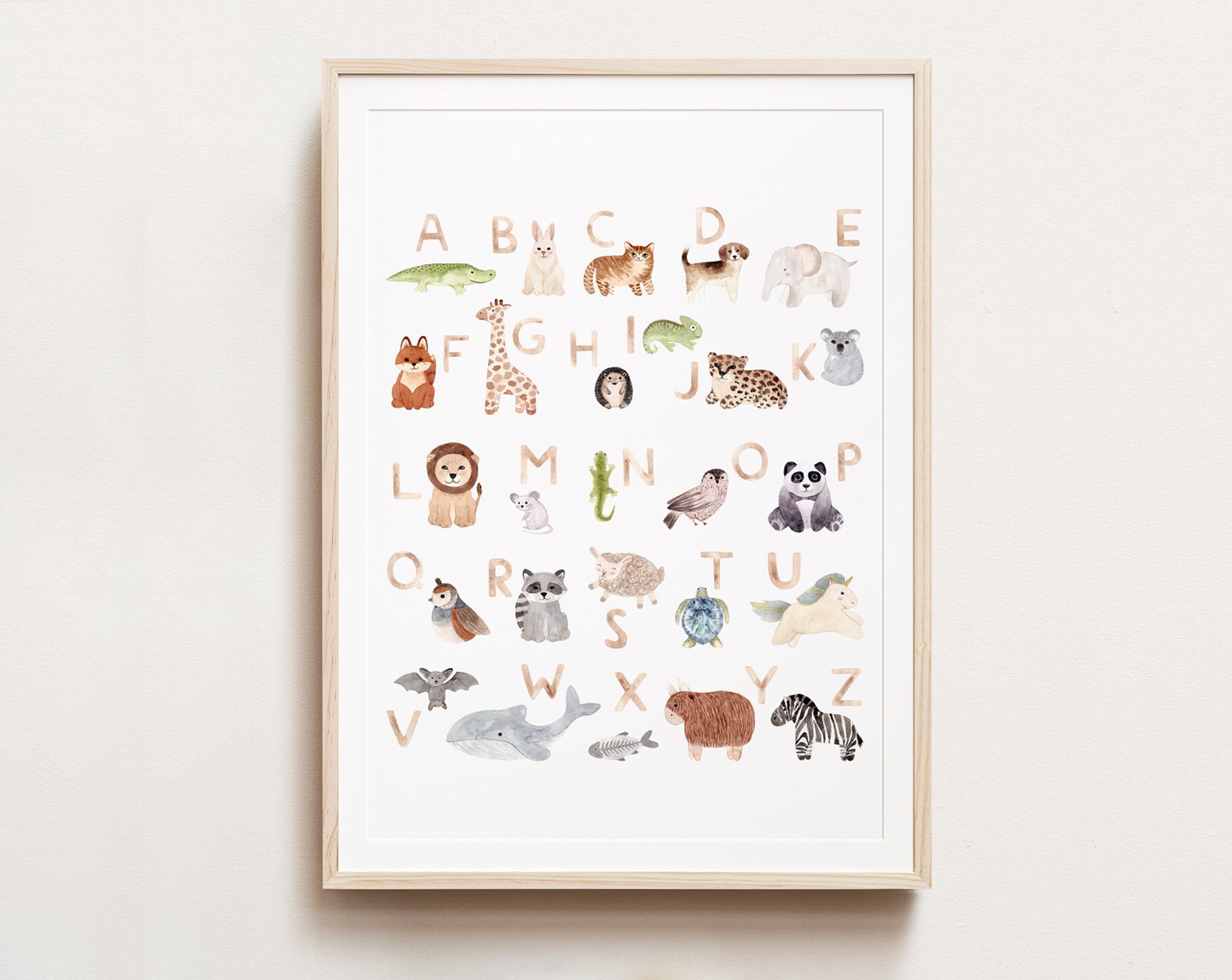Animal Alphabet Poster Nursery Wall Art Kids Room Decor Animal Prints ...