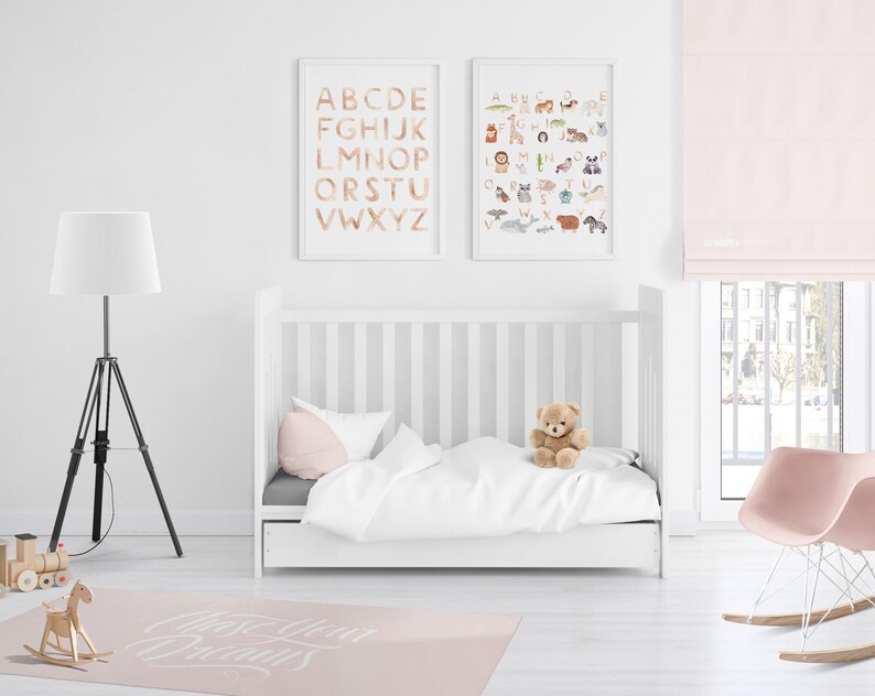 Animal Alphabet Poster Homeschool Kids Room Wall Art Decor Safari Baby ...