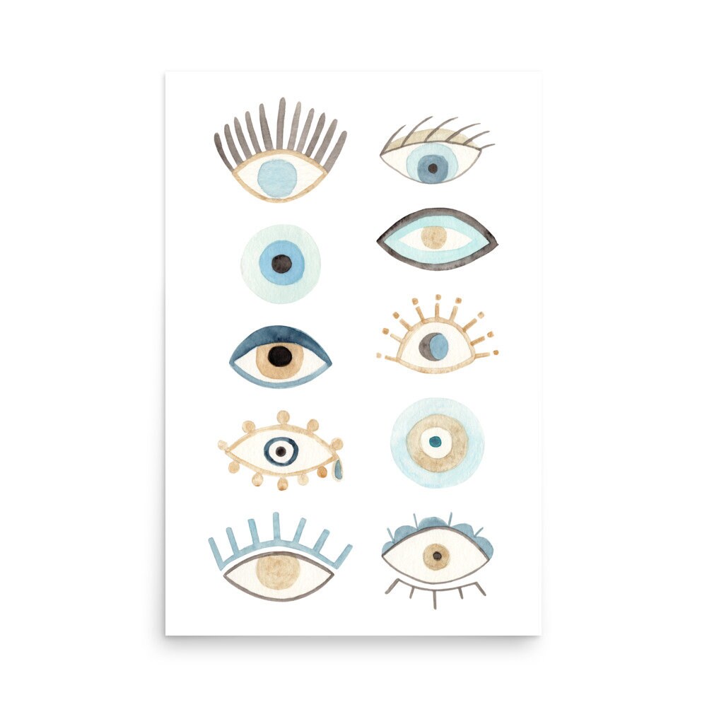 Evil Eye Wall Art Watercolor Evil Eye Print Charm Islamic - Etsy