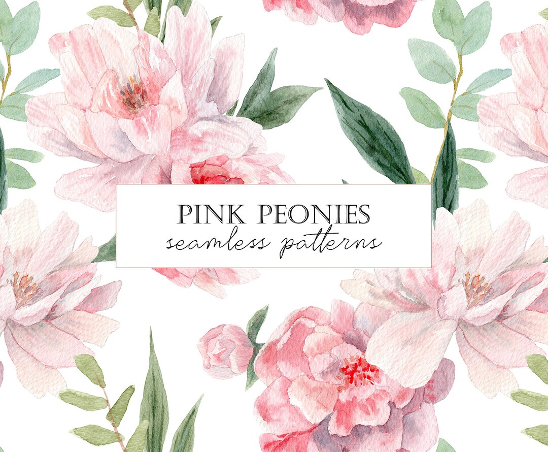 Pink Peonies Watercolor Seamless Pattern. Peony Digital Paper. Flower ...