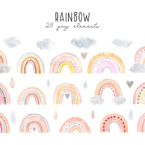 Watercolor Rainbow Clipart. Digital Cute Illustrations. Png Rainbows ...