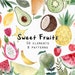 Watercolor Fruits Clipart. Summer Food, Sweet Tropical Exotic Fruit Png ...