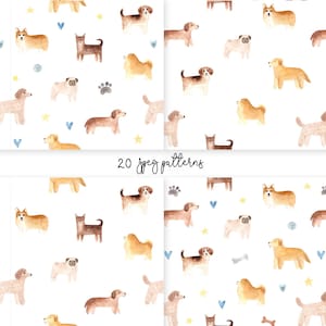 Watercolor Cats and Dogs. Digital Paper, Seamless Patterns. Dog Cat ...