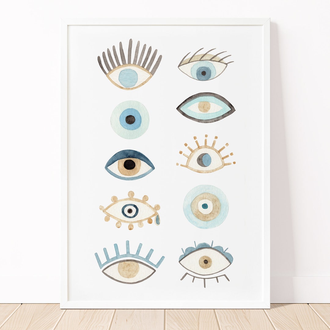 Evil Eye Wall Art Watercolor Evil Eye Print Charm Islamic - Etsy