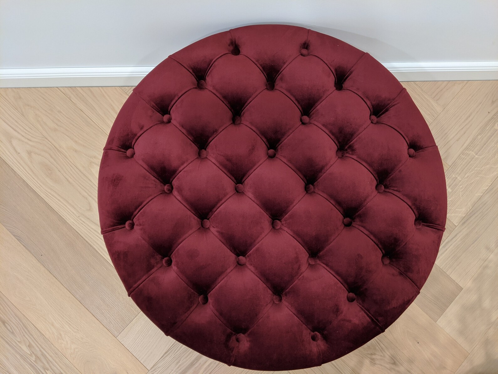 Burgundy Red Round Pouf Ottoman Velvet Ottoman Four Legged - Etsy