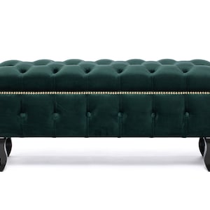 39,4" Entryway/bedroom Storage Bench in Emerald Green Velvet With ...