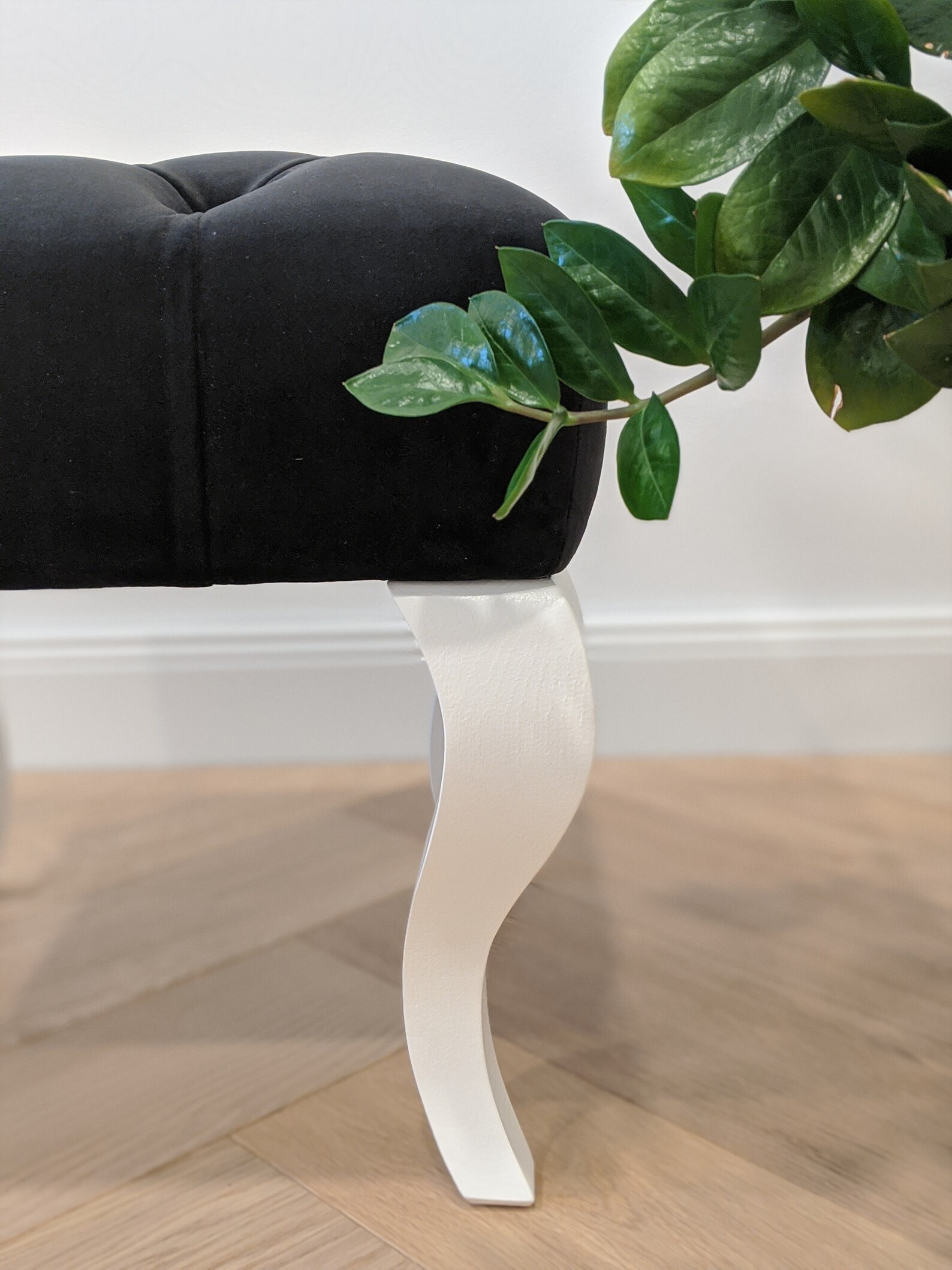 Black Velvet Chesterfield Ottoman Black Footstool Classic - Etsy