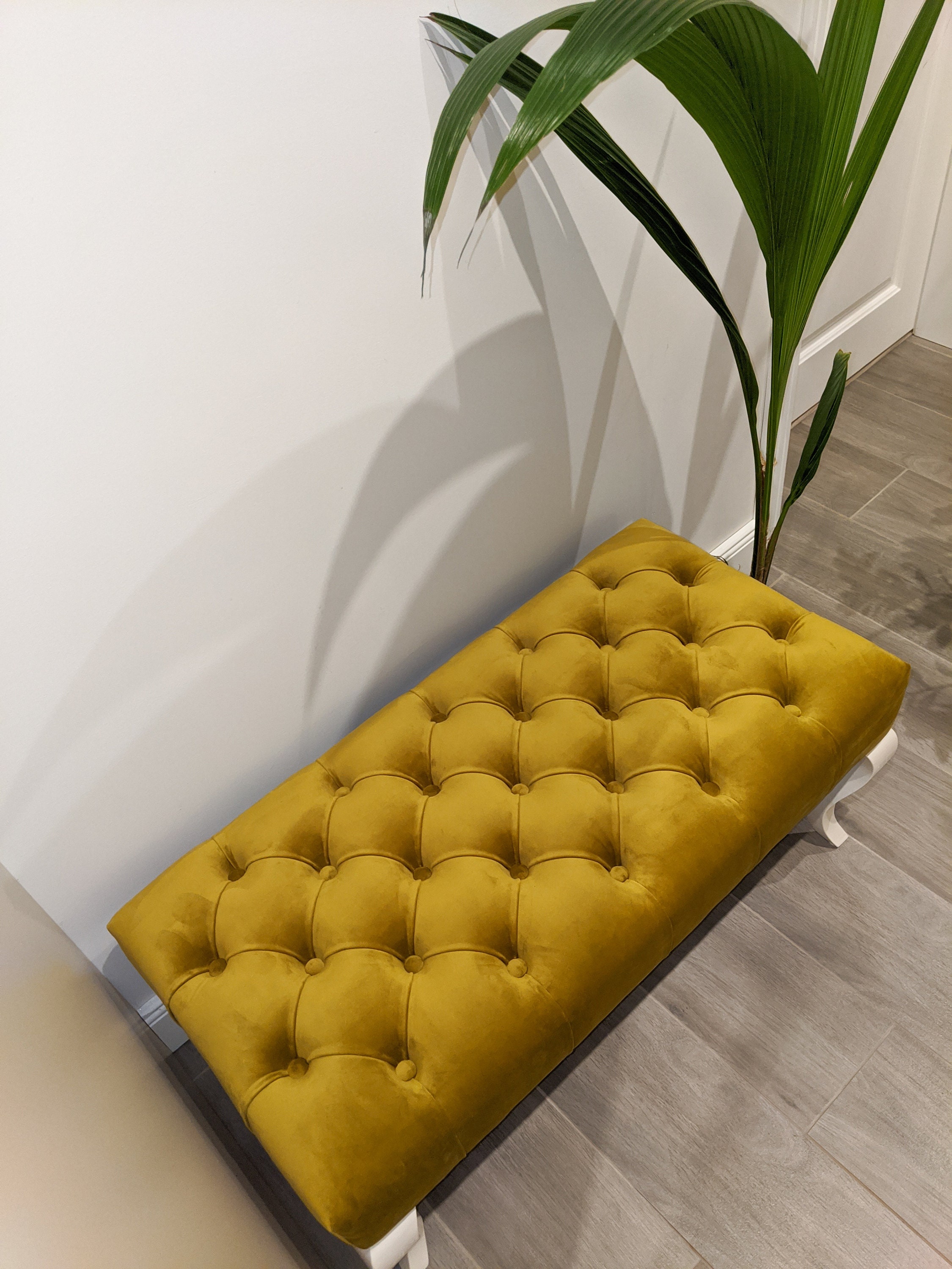 Mustard Yellow Chesterfield Bench Ottoman Entryway Bench - Etsy UK