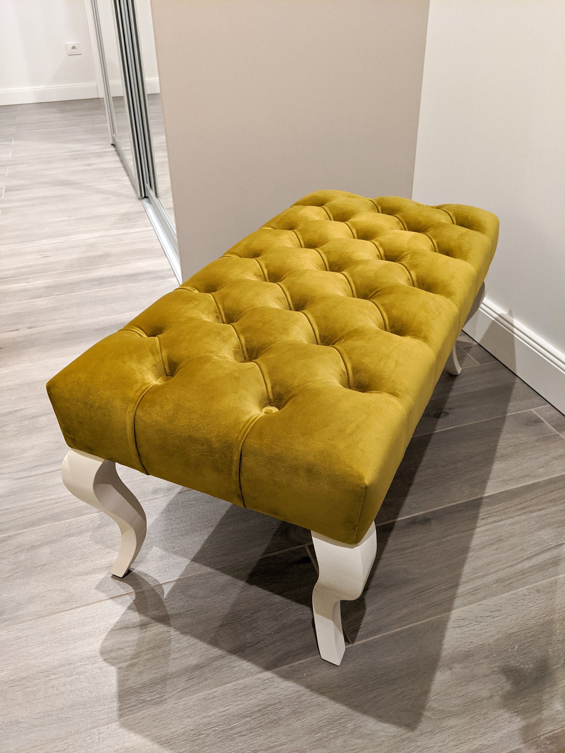 Mustard Yellow Chesterfield Bench Ottoman Entryway Bench | Etsy