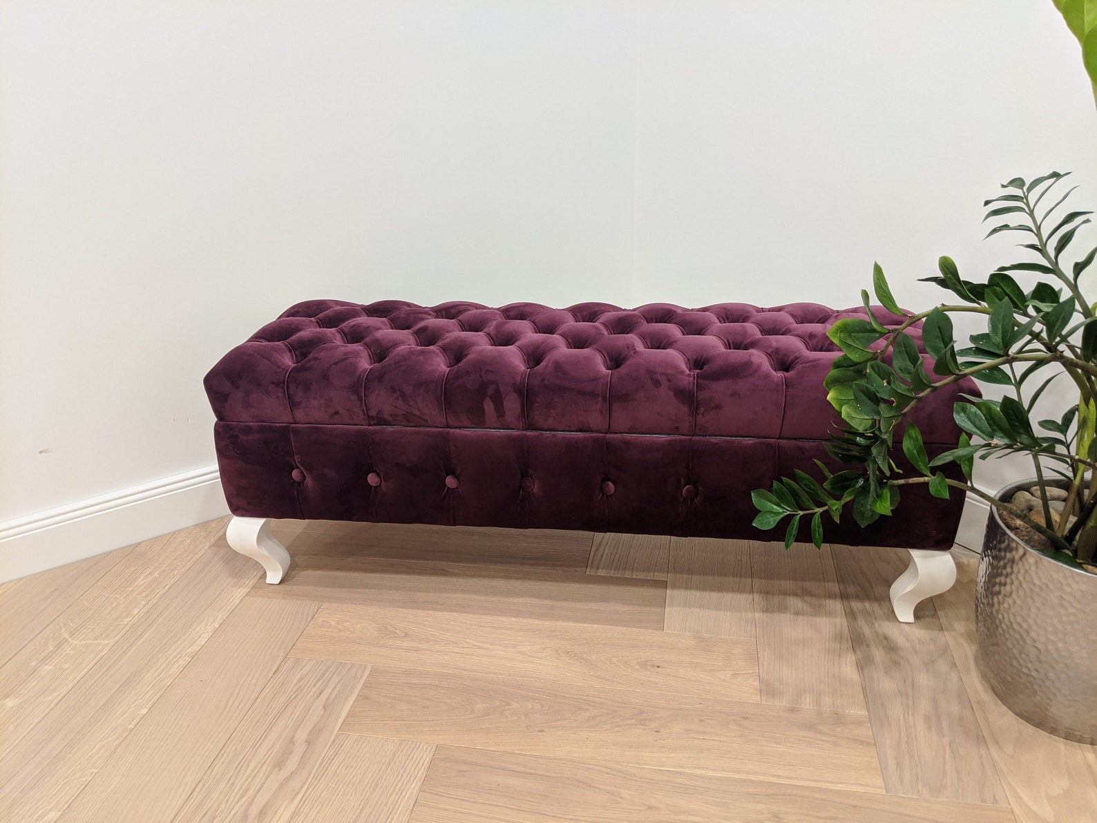 Purple Velvet Bench/ottoman With Storage Box Chesterfield | Etsy