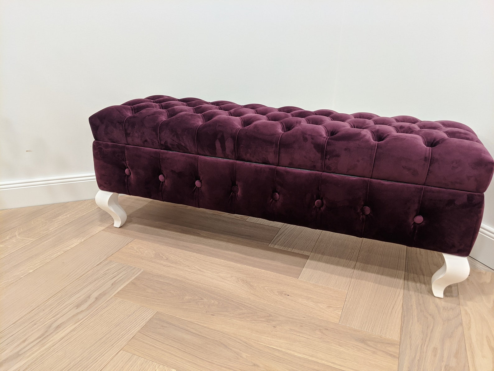 Purple Velvet Bench/ottoman With Storage Box Chesterfield | Etsy