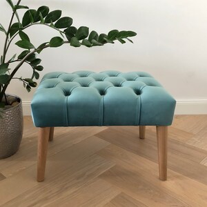 Baby Blue Velvet Chesterfield Ottoman: Buttoned Entryway Bench - Etsy