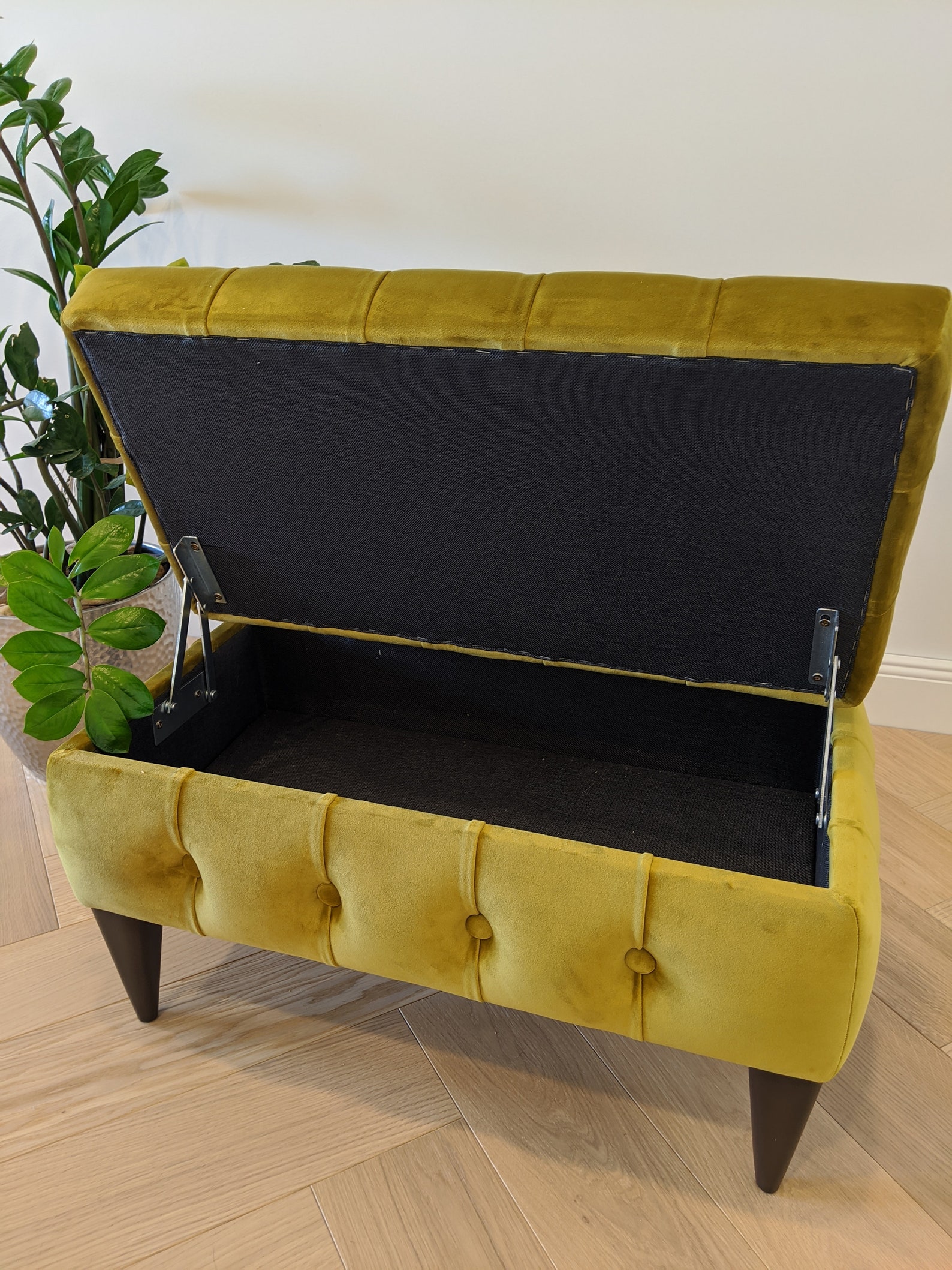 Mustard Yellow Chesterfield Ottoman With Storage Box Entryway - Etsy