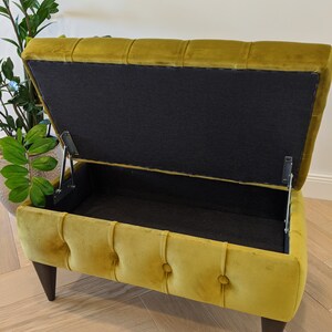 Mustard Yellow Chesterfield Ottoman With Storage Box, Entryway Bench ...