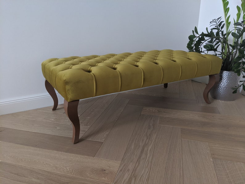Mustard Yellow Wide Bench Ottoman Chesterfield Bench - Etsy