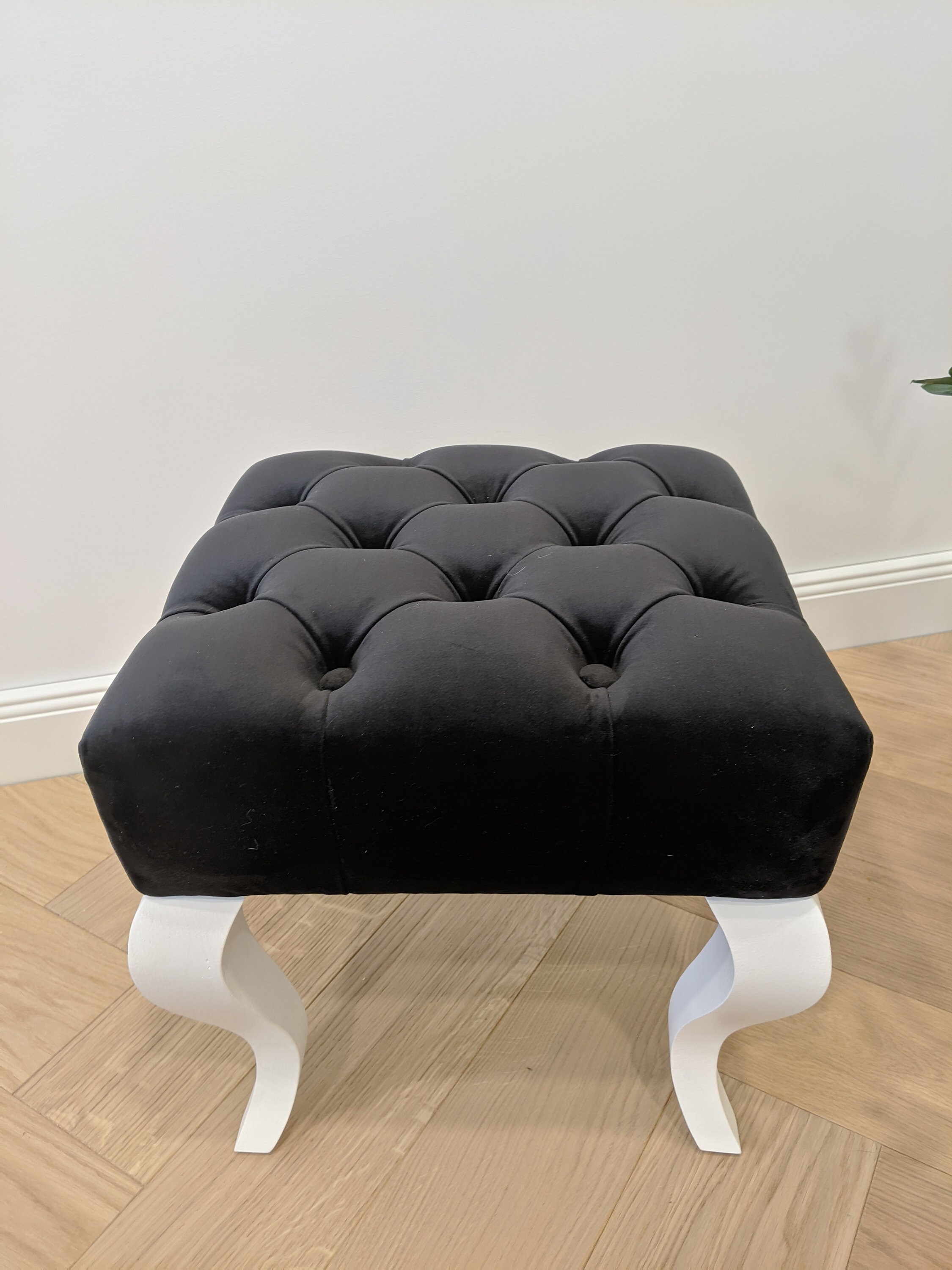 Black Velvet Chesterfield Ottoman Black Footstool Classic | Etsy