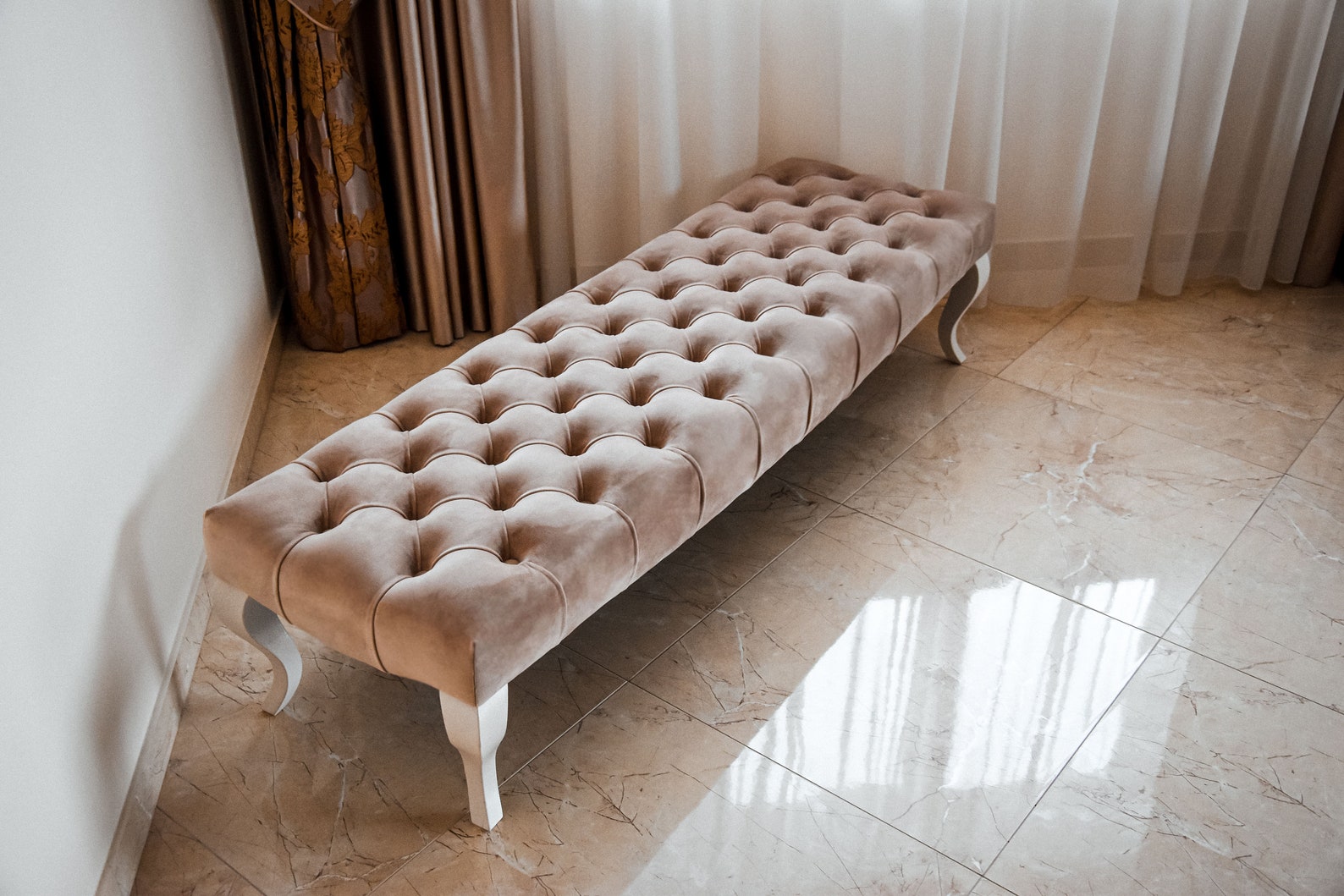 Dusty Pink Chesterfield Bench Ottoman Bedroom Bench Ottoman - Etsy