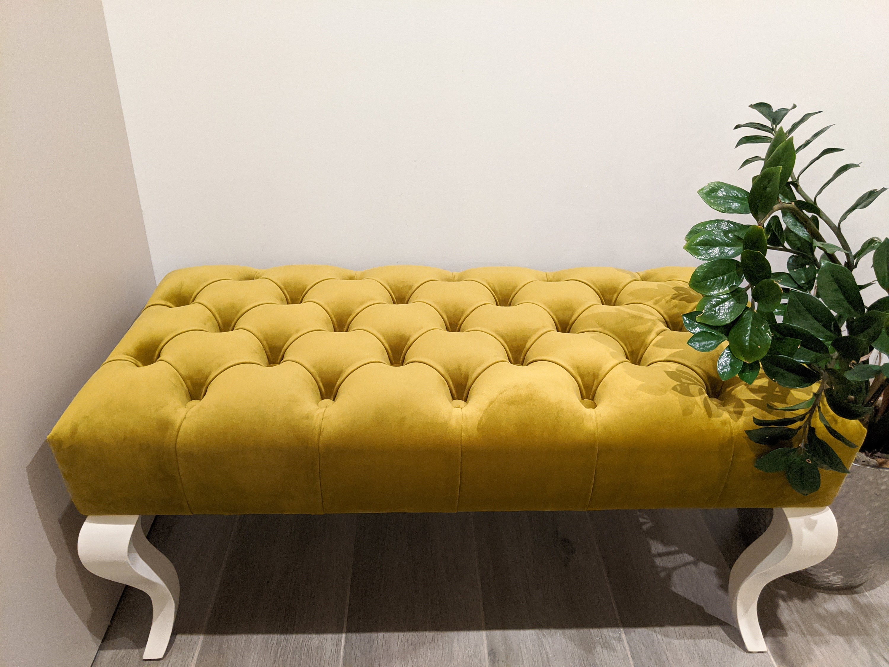 Mustard Yellow Chesterfield Bench Ottoman Entryway Bench | Etsy