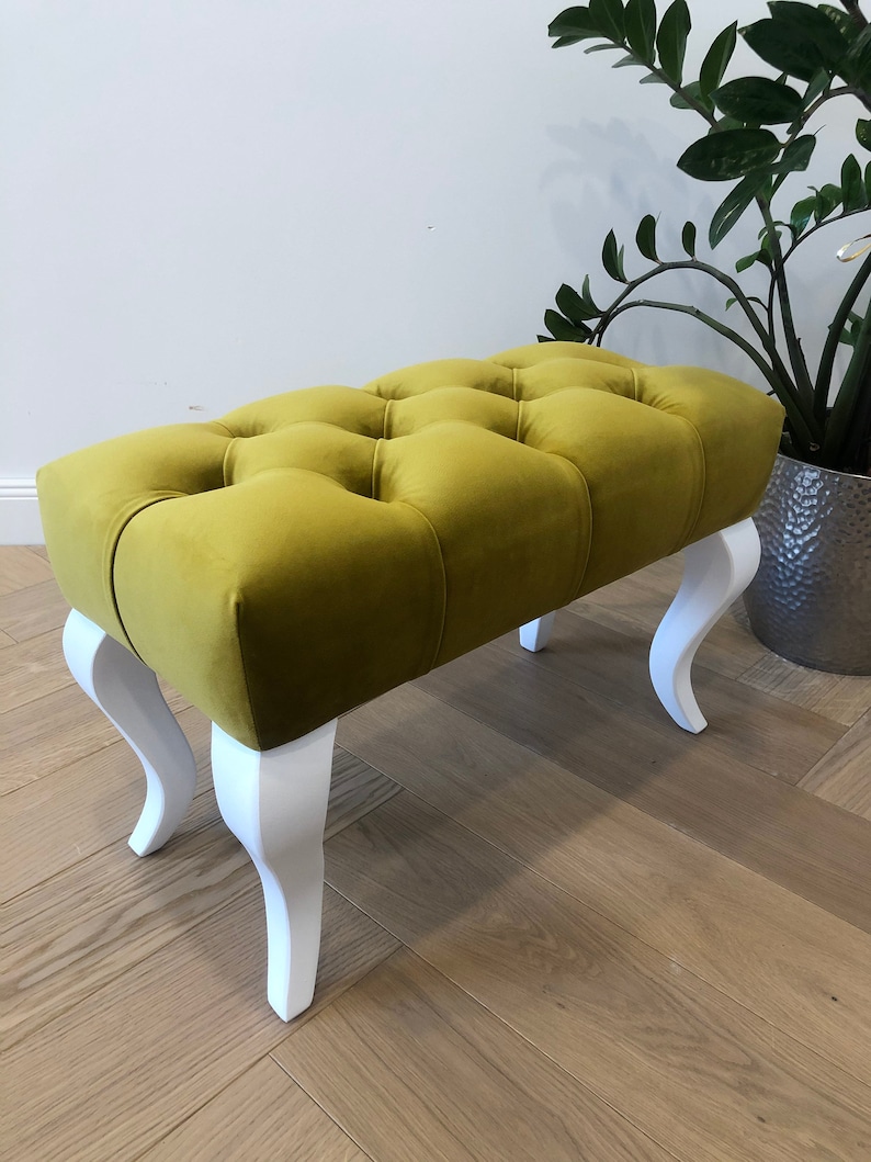 Small Mustard Yellow Velvet Ottoman Pouf Velvet Chesterfield | Etsy