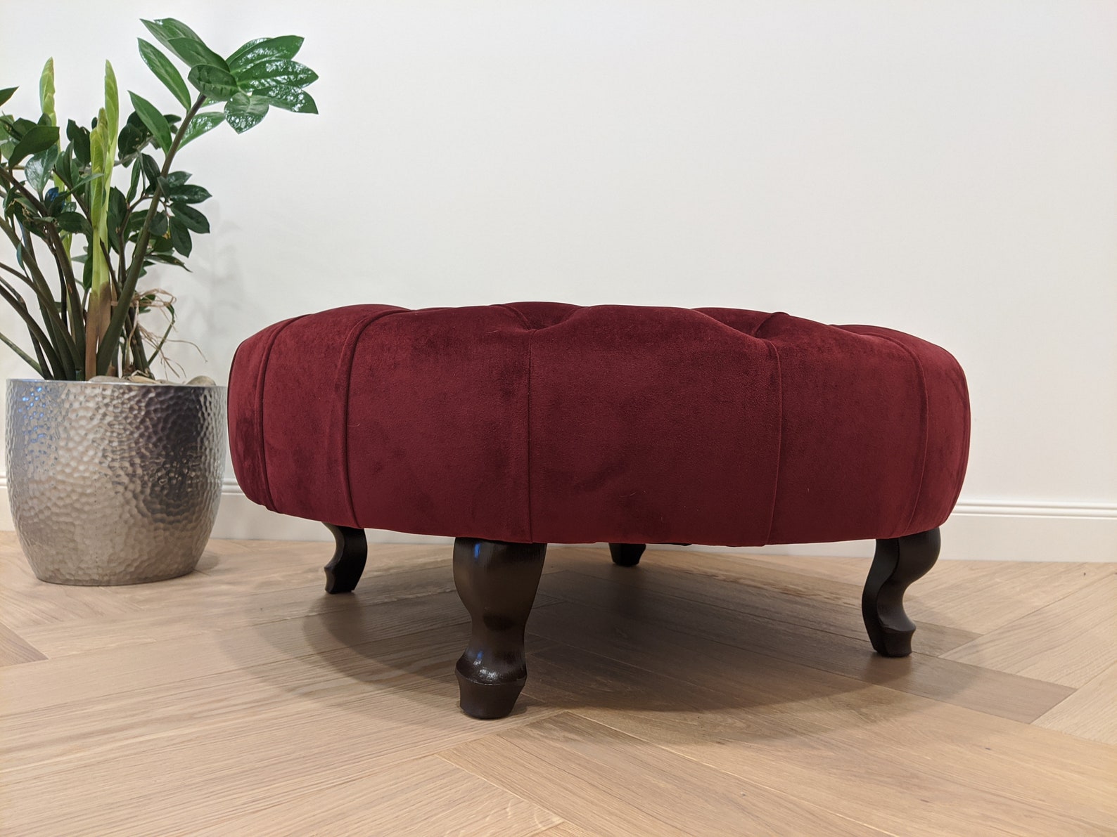 Burgundy Red Round Pouf Ottoman Velvet Ottoman Four Legged - Etsy