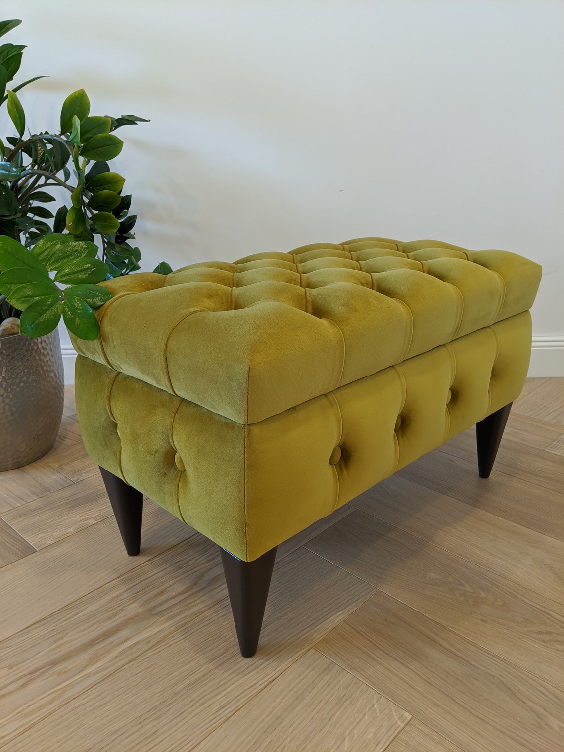 Mustard Yellow Chesterfield Ottoman With Storage Box Entryway - Etsy UK