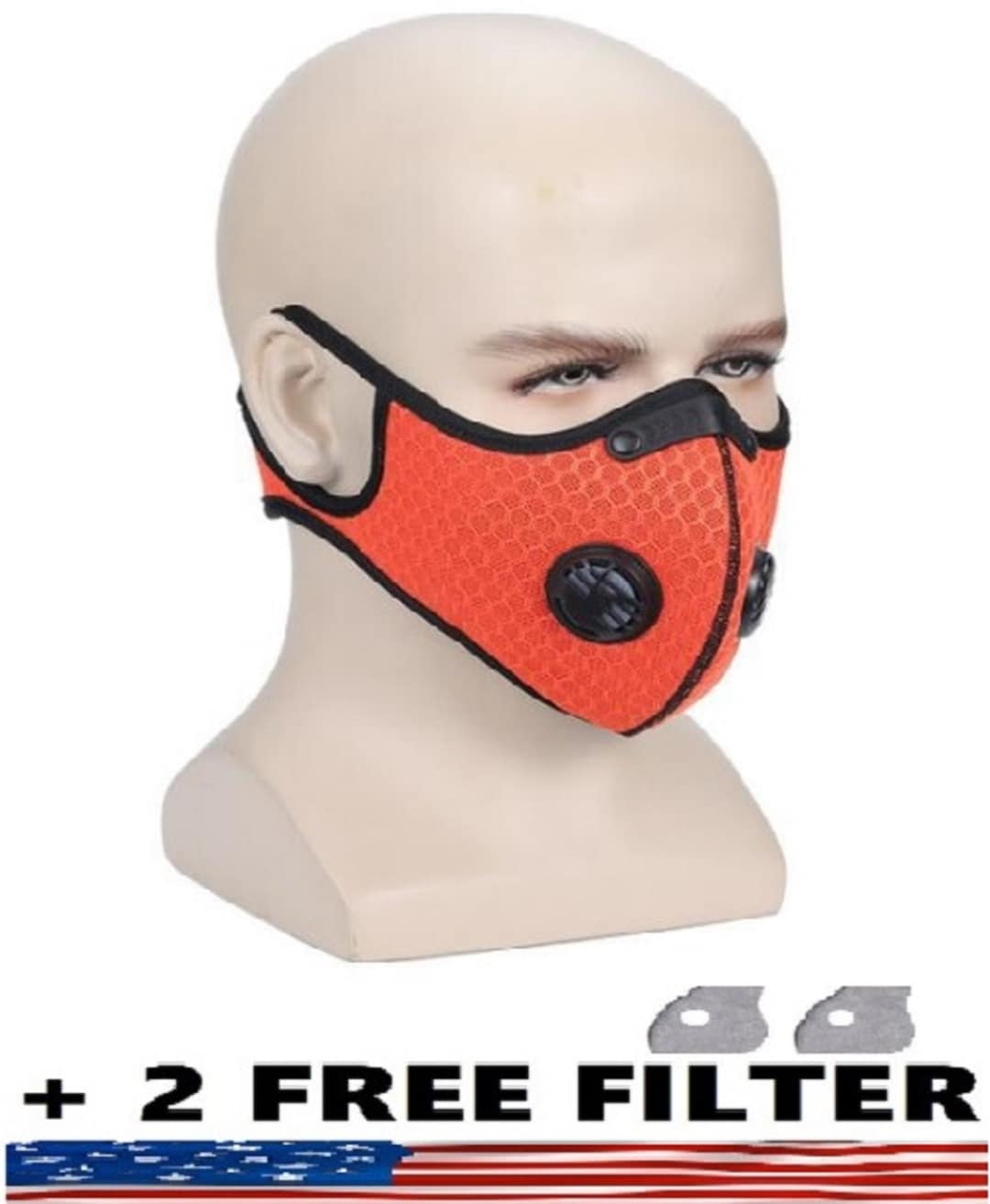 Orange Face Mask With Protective 5 Layer PM 2.5 Activated Carbon Filter ...