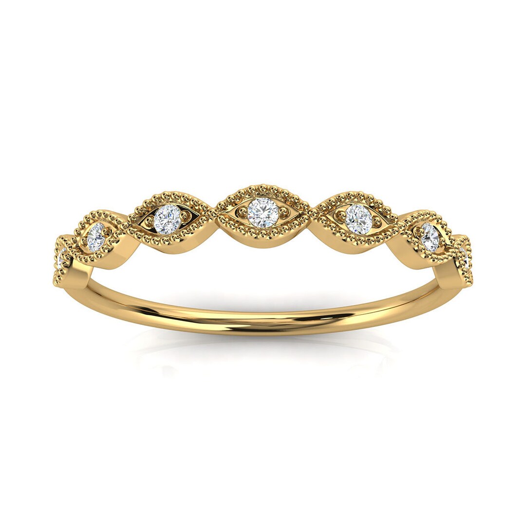 Orit Minimalist Milgrain Diamond Ring 0.08 Ct. Tw. - Etsy