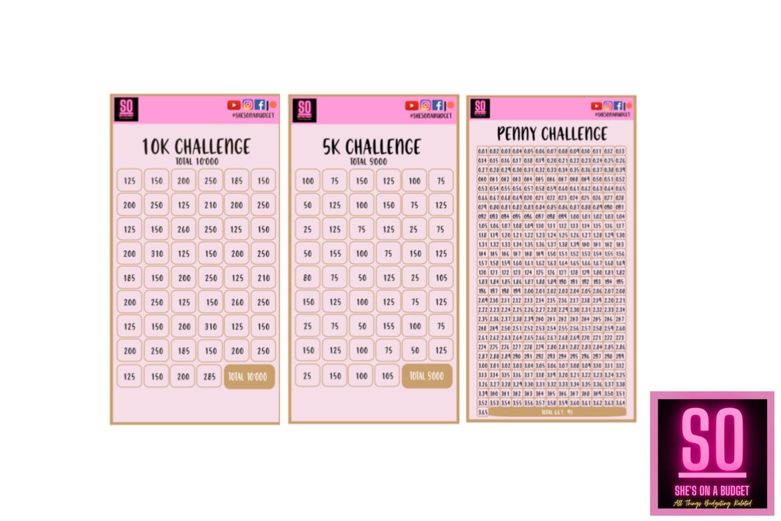 10K 5K & PENNY Challenge SAVING TRACKERS - Etsy