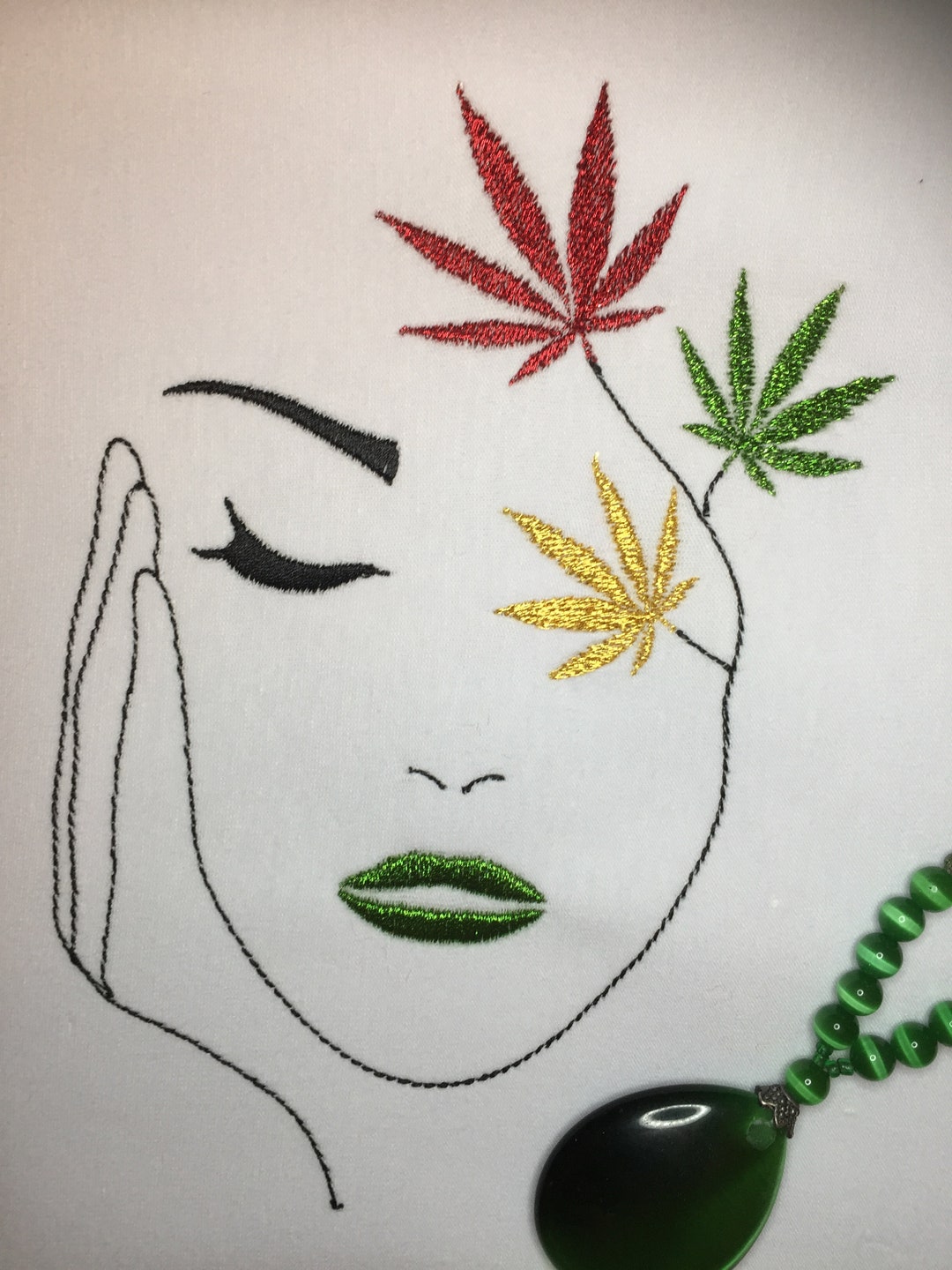 Cannabis Art Metallic Embroidery Sweatshirt Hoodie Marijuana - Etsy