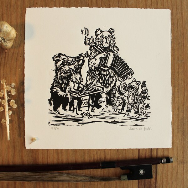 Linocut Animals - Etsy