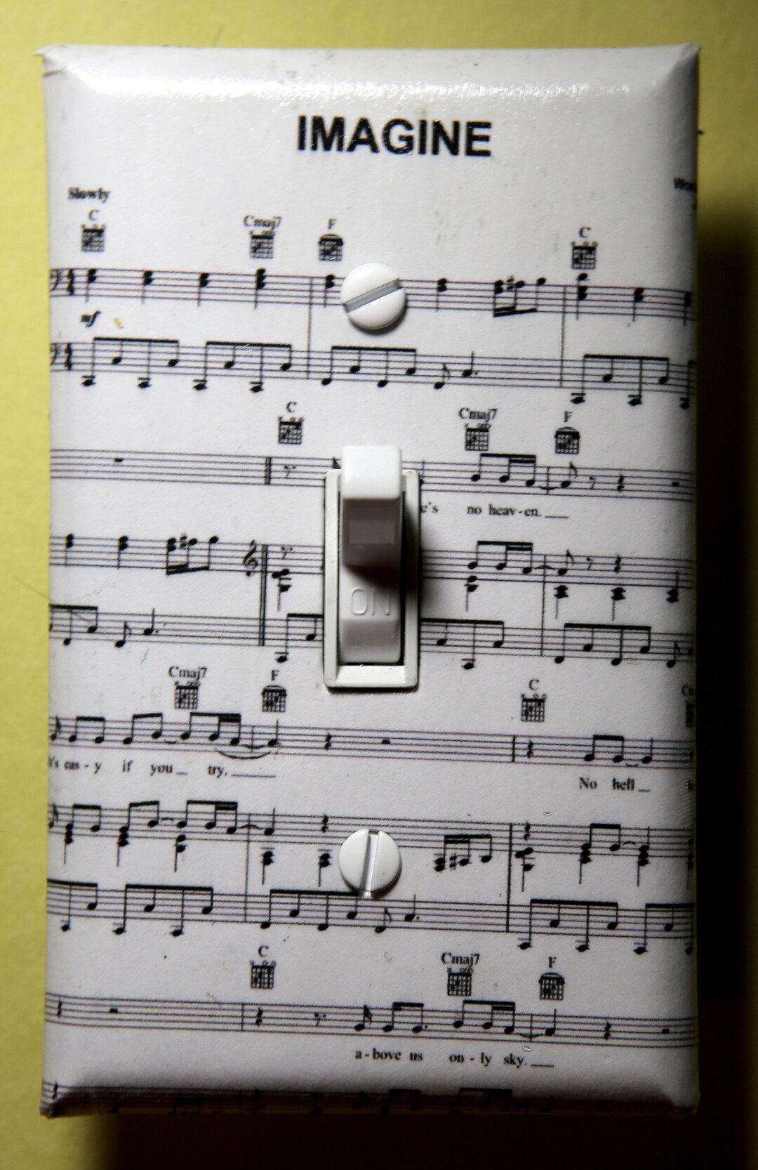 Imagine Sheet Music Light Switch Cover Hippie Teen Music Song Home Room ...
