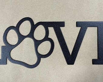 Dog Love Sign Metal Wall Pet Paw Print Sign - Etsy