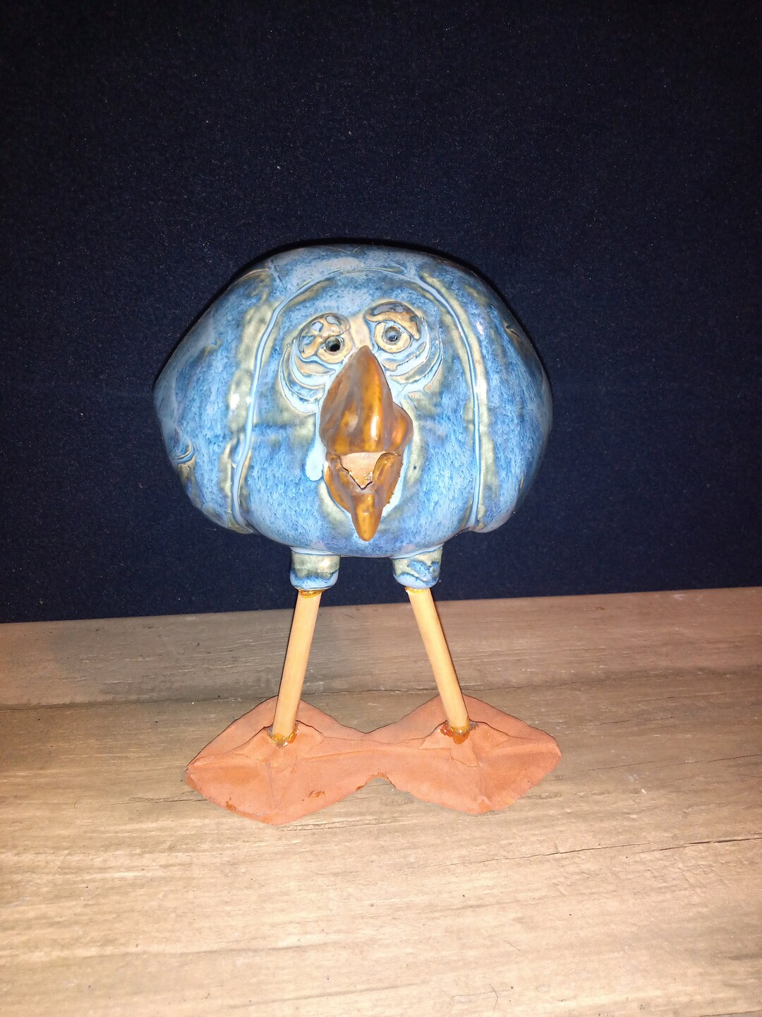 American Folk Art Bird ,clay Ceramic - Bird Figurine - Collectable Art ...
