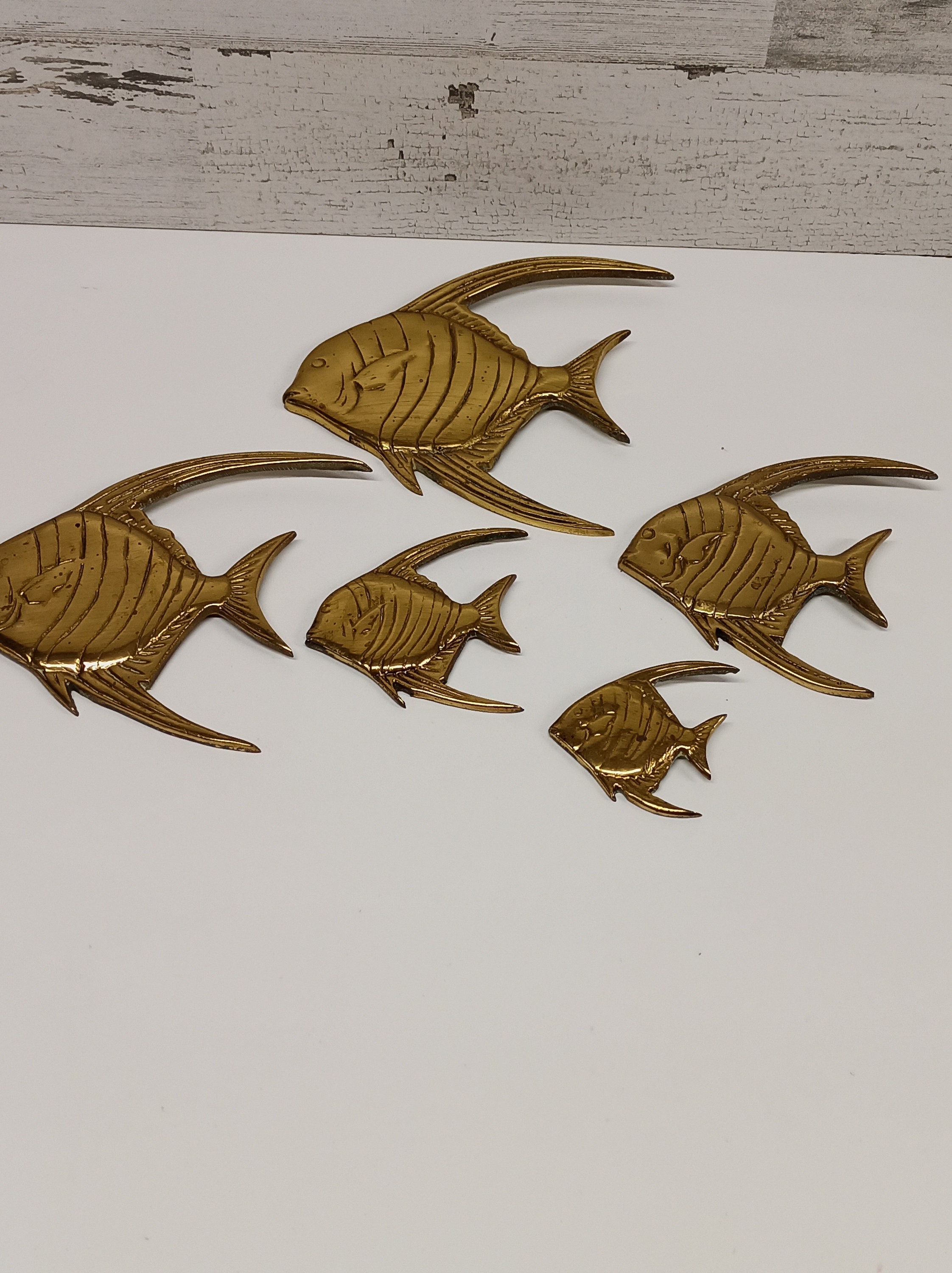 Vintage Mid-century Brass Fish Wall Art Brass Collectable Wall Art Mid ...