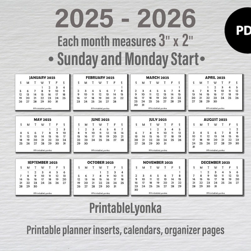 Mini Calendar - Etsy