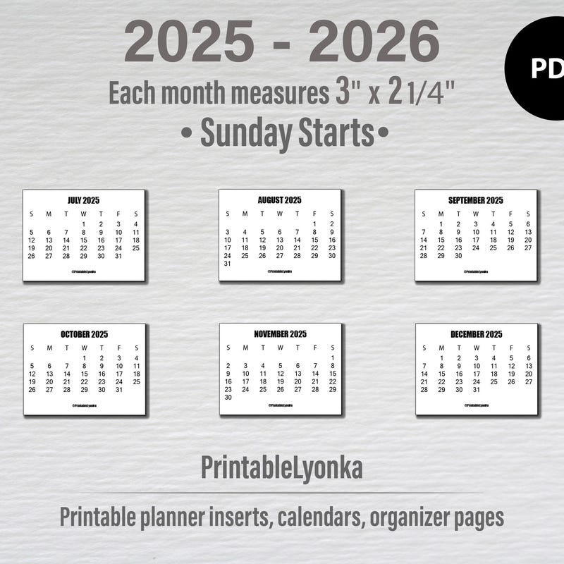 Mini Calendar - Etsy