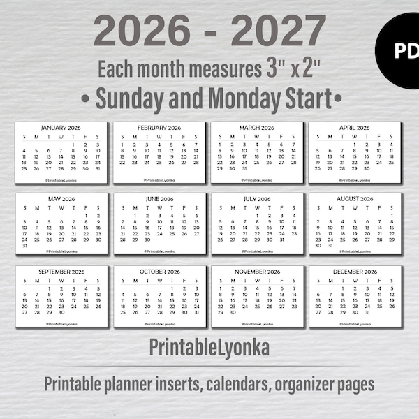 Mini 2026 Calendars - Etsy