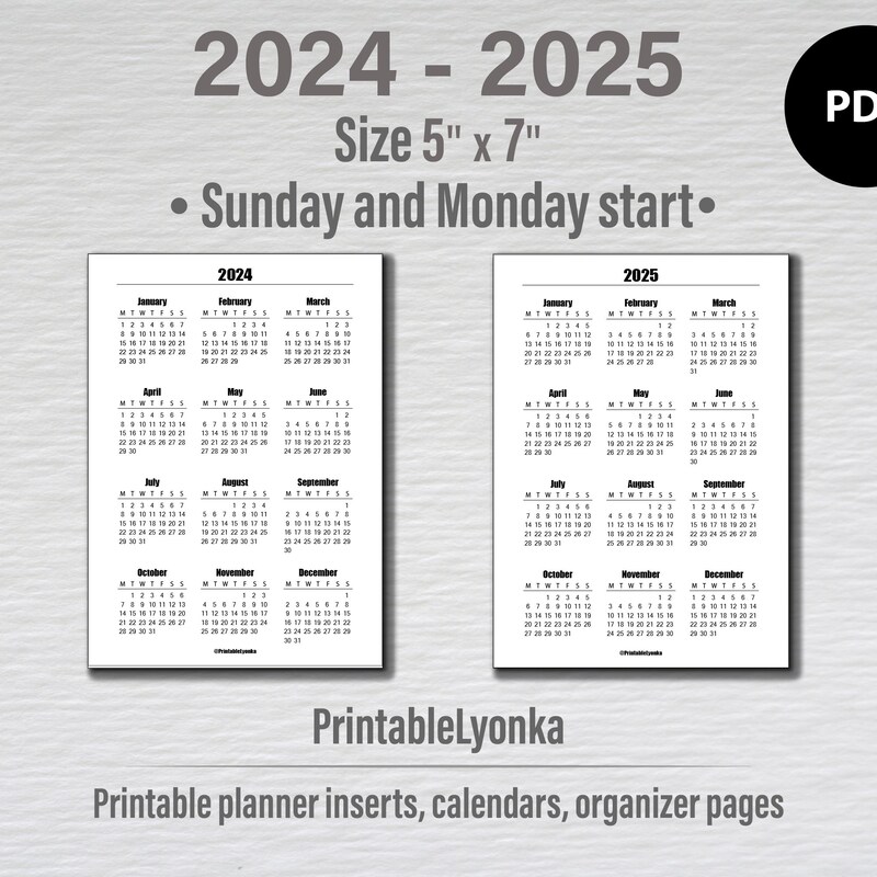 Yearly Calendar - Etsy