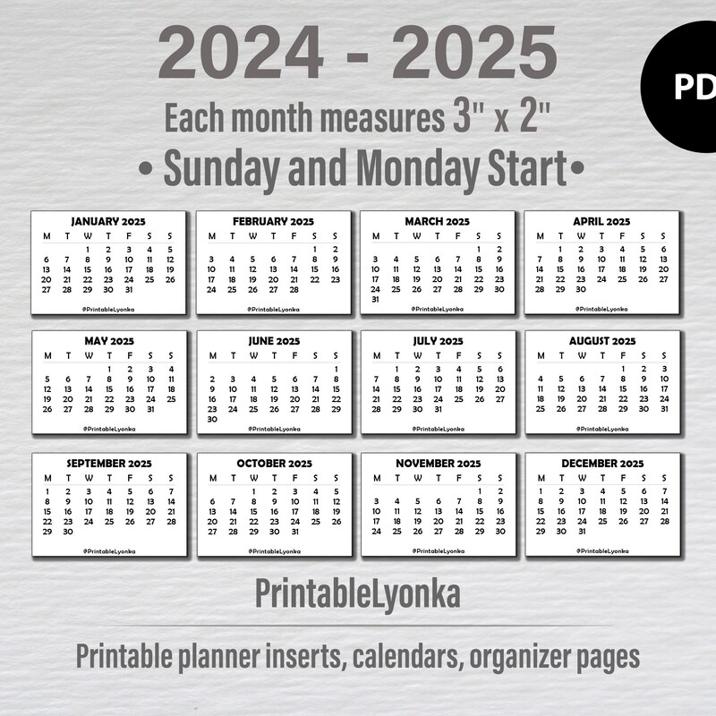 Mini Calendar - Etsy