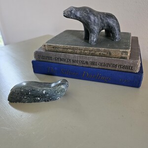 1960s Pair of Carved Soapstone Animals Handcarved Bear & Seal Figurines ...
