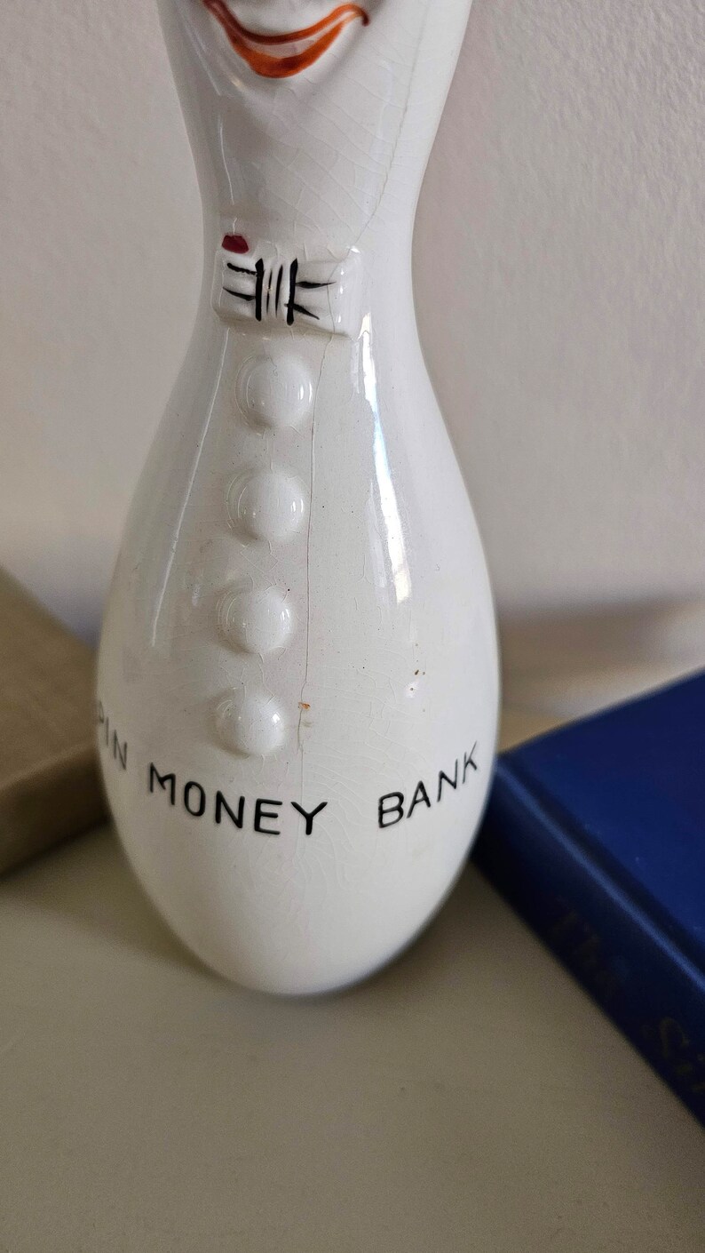 Vintage Bowling Pin Coin Bank "as Is" | Lefton Money Piggy Bank ...