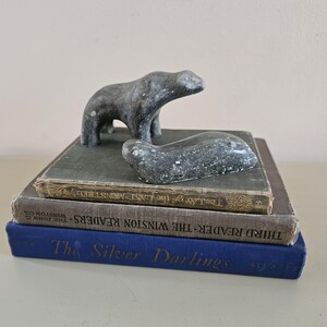 1960s Pair of Carved Soapstone Animals Handcarved Bear & Seal Figurines ...