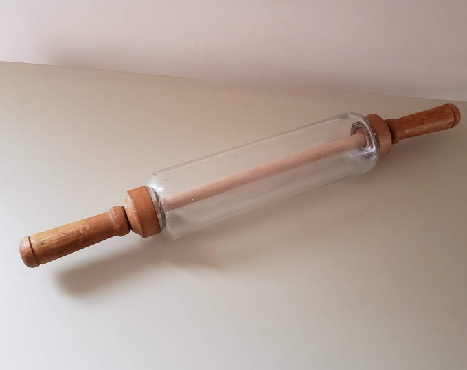 Antique Glass Rolling Pin Wooden Handles | Bakers Collectible ...