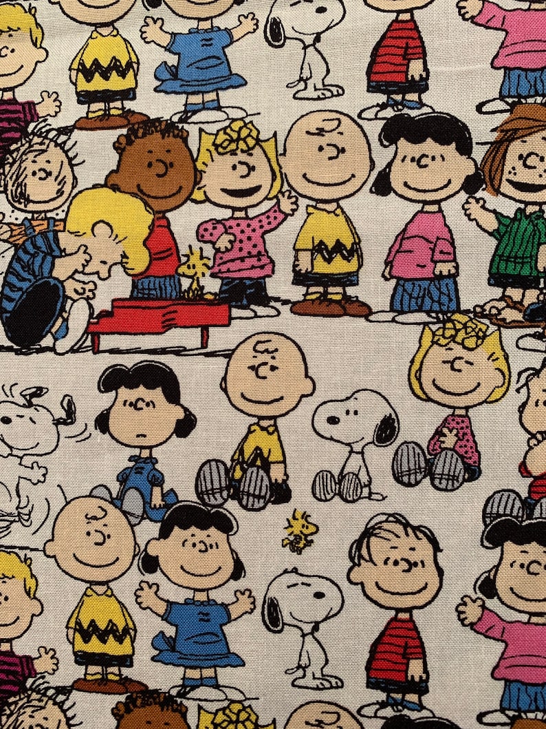 Peanuts Gang Fabric (fat Qtr or Fabric Cut) 100% Cotton Snoopy, Charlie ...