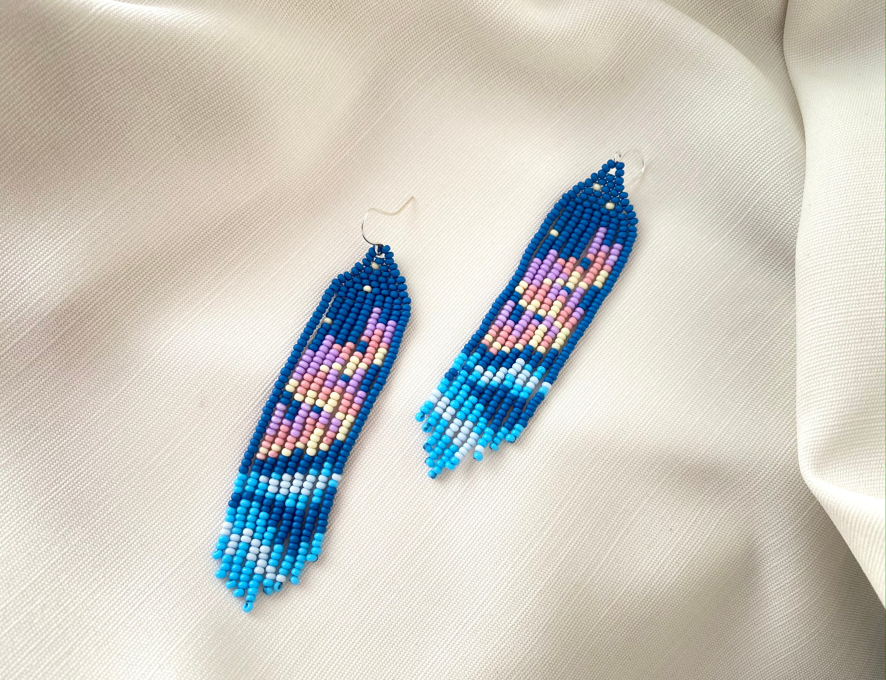 Northern Lights Earrings Aurora Borealis Beaded Earrings Blue | Etsy