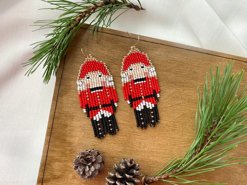 Nutcracker Beaded Earrings Christmas Gift for Woman New Year - Etsy