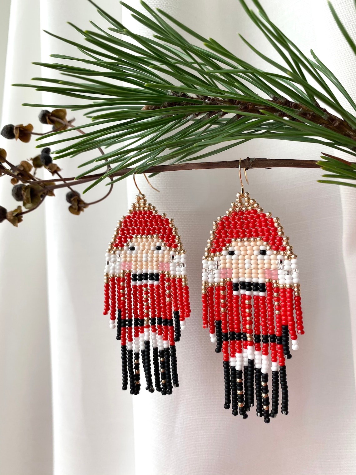 Nutcracker Beaded Earrings Christmas Gift for Woman New Year - Etsy