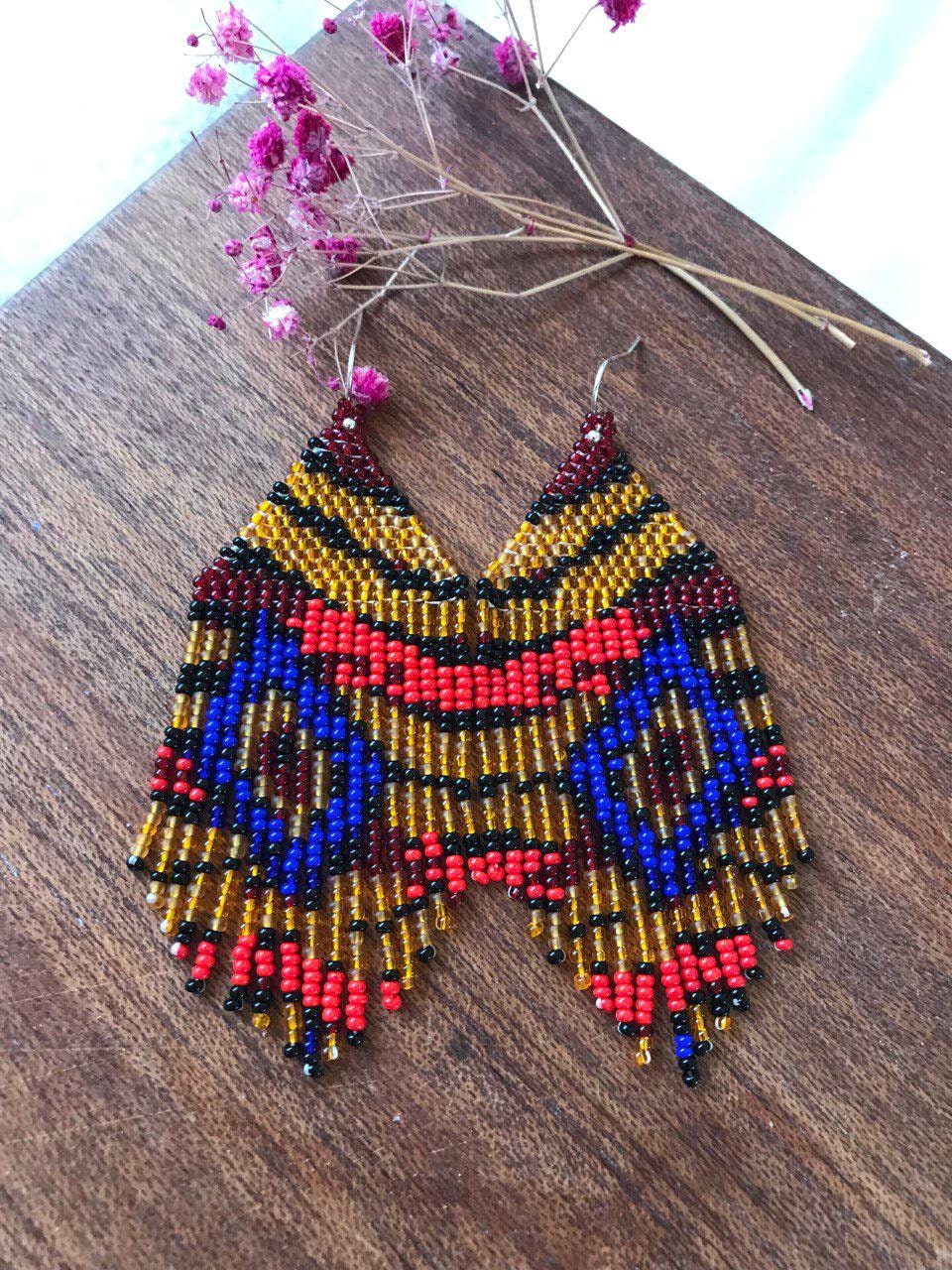Tiger Seed Bead Earrings Orange Beaded Earrings Animal Beaded Earrings ...