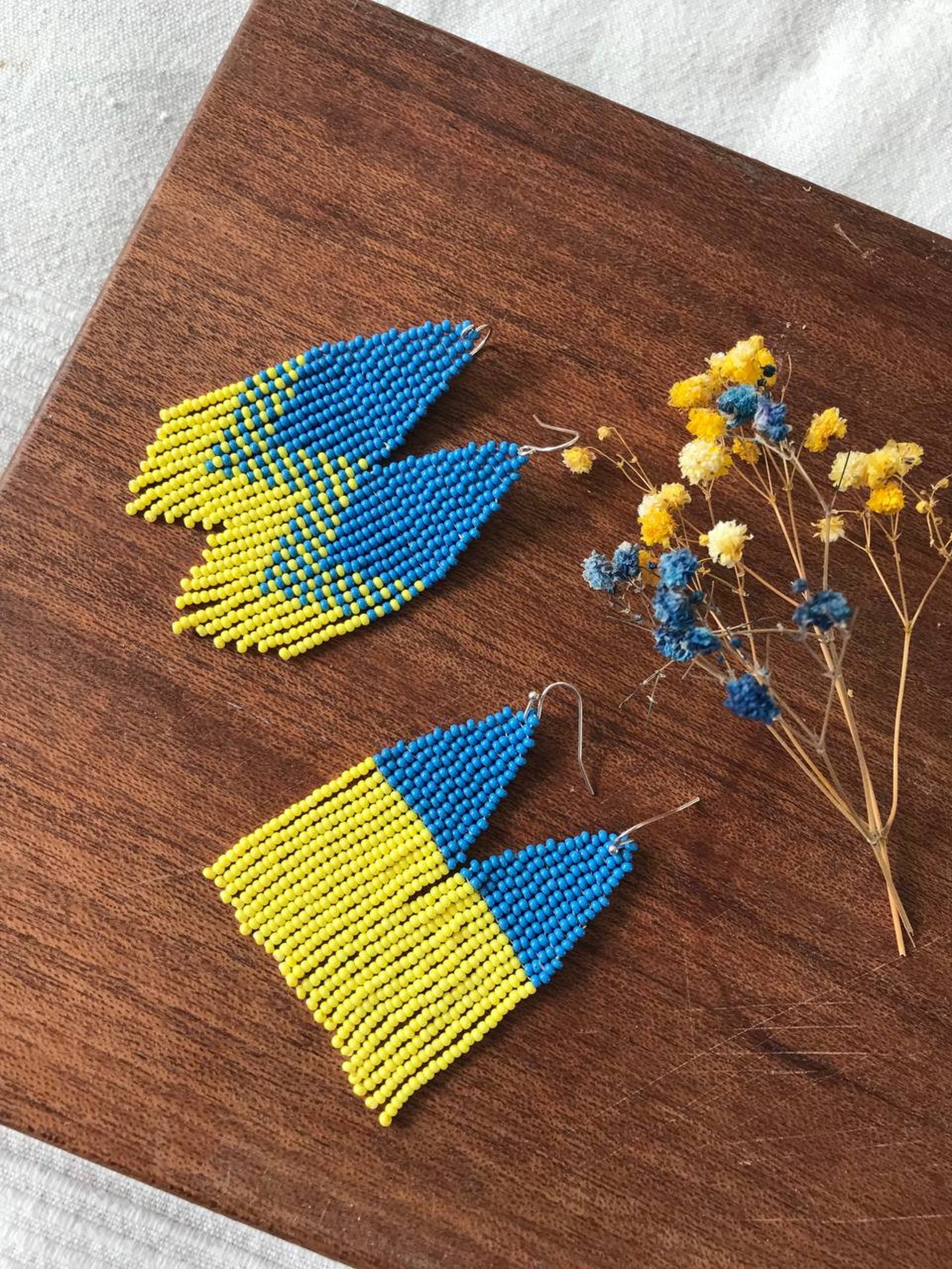 Ukrainian Beaded Earrings Stand With Ukraine Pray for Ukraine Blue and ...