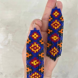 Rhombus Beaded Earrings Western Seed Bead Earrings Hippie Boho Style ...